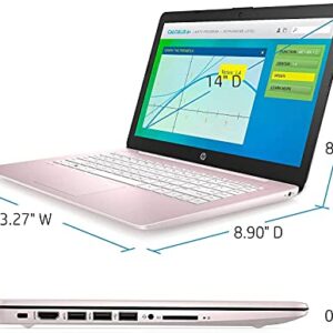 HP 2022 Stream 14" HD Thin and Light Laptop, Intel Celeron N4000 Processor, 4GB RAM, 64GB eMMC, HDMI, Webcam, WiFi, Bluetooth, 1 Year Office 365, Windows 11 S, Rose Pink, IFT 32GB USB Drive