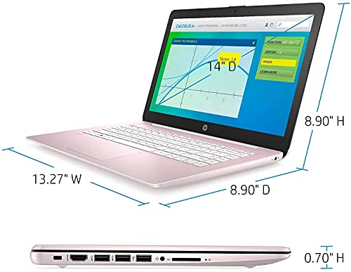 HP 2022 Stream 14" HD Thin and Light Laptop, Intel Celeron N4000 Processor, 4GB RAM, 64GB eMMC, HDMI, Webcam, WiFi, Bluetooth, 1 Year Office 365, Windows 11 S, Rose Pink, IFT 32GB USB Drive