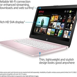 HP 2022 Stream 14" HD Thin and Light Laptop, Intel Celeron N4000 Processor, 4GB RAM, 64GB eMMC, HDMI, Webcam, WiFi, Bluetooth, 1 Year Office 365, Windows 11 S, Rose Pink, IFT 32GB USB Drive