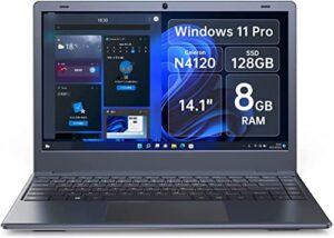 htools windows laptop computer,intel celeron n4120 quad-core,windows 11 laptop 8gb ram,128gb ssd(2tb ssd expansion),14inch laptop,fhd ips display&2mp webcam,dual band wifi,type c,computer laptop