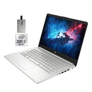 2021 hp 14″ fhd display laptop computer, 10th gen intel core i3-1005g1 processor, 8gb ram, 512gb pcie ssd, backlit keyboard, hd webcam, hd audio, hdmi, windows 10 s, silver, 32gb snow bell usb card