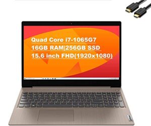 lenovo ideapad 3 15.6″ fhd (1920×1080) anti-glare business laptop (intel core i7-1065g7, 16gb ddr4 ram, 256gb ssd, iris plus graphics) french-canadian keyboard, windows 10 + ist hdmi cable