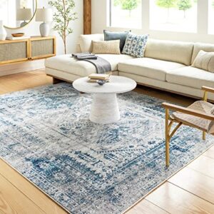 artistic weavers desta vintage oriental area rug,6’7″ x 9′,blue/white