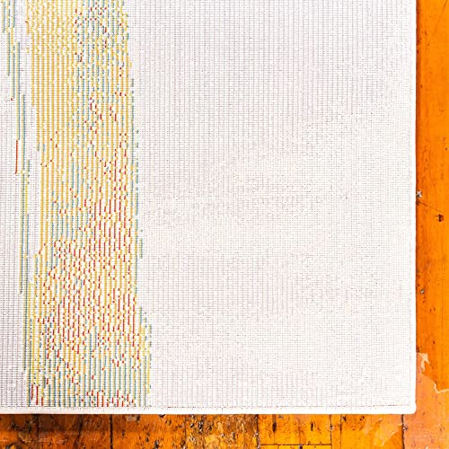 Unique Loom Estrella Collection Bright Colors, Geometric, Abstract, Modern Area Rug, 5 ft x 8 ft, Beige/Yellow