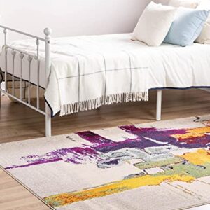 Unique Loom Estrella Collection Bright Colors, Geometric, Abstract, Modern Area Rug, 5 ft x 8 ft, Beige/Yellow