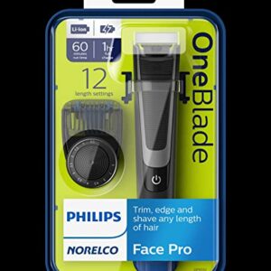 Philips Norelco Oneblade Pro Hybrid Electric Trimmer and Shaver, Black, QP6510/70