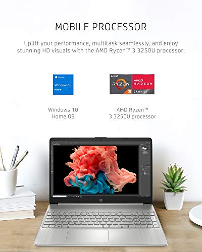 HP 15 Laptop, AMD Ryzen 3 3250U Processor, 8 GB RAM, 256 GB SSD Storage, 15.6-inch HD Micro-edge Display, Windows 10 Home, Long-Lasting Battery, HP Fast Charge, 720p Webcam (15-ef1021nr, 2020)