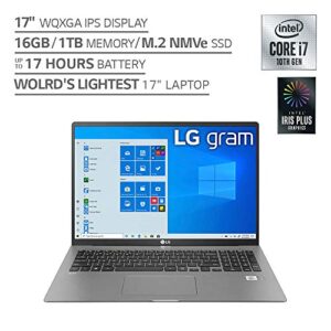 LG Gram 17Z90N-Laptop 17" IPS Ultra-Lightweight, (2560 x 1600), 10th Gen Intel Core i7 , 16GB-RAM, 1TB SSD, Windows 10 Home, 17 Hour-Battery, USB-C, HDMI, -Headphone Input - Silver