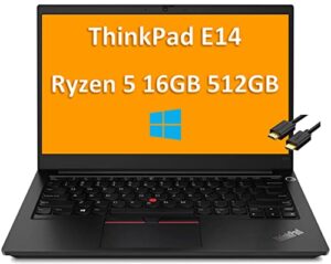 lenovo thinkpad e14 gen 2 14″ fhd ips (16gb ram, 512gb ssd, amd 6-core ryzen 5-4500u(beat i7-1165g7)) business laptop, long battery, anti-glare, type-c (dp and charge), webcam, win 10 / 11 pro – 2022