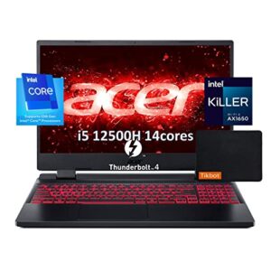 acer 2022 new nitro 5 – 15.6″ 144 hz ips – intel core i5 12th 12500h – nvidia geforce rtx 3050 – thunderbolt 4 – killer wi-fi 6 – windows 11- gaming laptop w/mouse pad (8gb ram | 512gb pcie ssd)