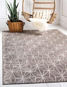 unique loom uptown collection by jill zarin collection geometric modern brown area rug (8′ 0 x 10′ 0)