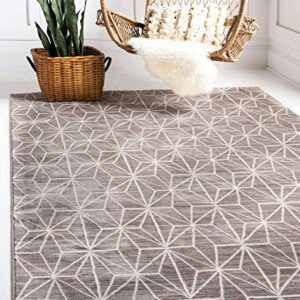 Unique Loom Uptown Collection by Jill Zarin Collection Geometric Modern Brown Area Rug (8' 0 x 10' 0)