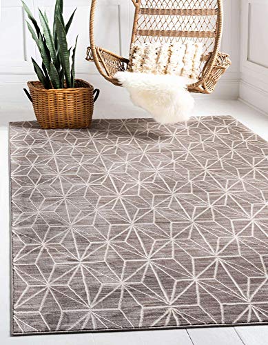 Unique Loom Uptown Collection by Jill Zarin Collection Geometric Modern Brown Area Rug (8' 0 x 10' 0)