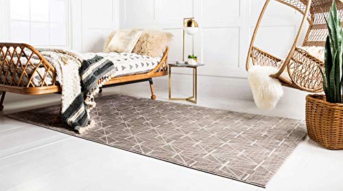 Unique Loom Uptown Collection by Jill Zarin Collection Geometric Modern Brown Area Rug (8' 0 x 10' 0)