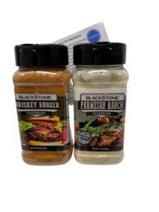 blackstone bbq & grilling seasoning bundle: whiskey burger, parmesan ranch, & thisnthat recipe card