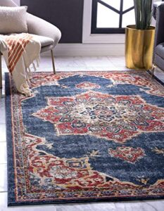 unique loom utopia collection traditional classic vintage inspired area rug with warm hues, 2 ft 2 in x 3 ft, navy blue/burgundy