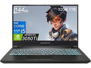 gigabyte g5 md 15.6″ 144hz (32gb ram, 1tb pcie ssd, intel 6-core i5-11400h, nvidia geforce rtx 3050 ti 4gb) gaming laptop, type c, rgb backlit keyboard, webcam, dts:x audio, windows 11 home