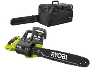 ryobi 18 in. hp 40v brushless lithium-ion electric cordless battery chainsaw + case (tool-only) battery and charger not included