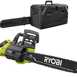 Ryobi 18 in. HP 40V Brushless Lithium-Ion Electric Cordless Battery Chainsaw + CASE (Tool-Only) BATTERY AND CHARGER NOT INCLUDED