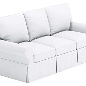 The Heavy Cotton Sofa Cover is 3 Seat Sofa Slipcover Replacement. It Fits Pottery Barn PB Basic Three Seat Sofa (Bright White Basic)