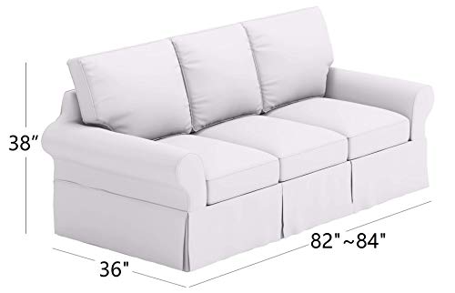 The Heavy Cotton Sofa Cover is 3 Seat Sofa Slipcover Replacement. It Fits Pottery Barn PB Basic Three Seat Sofa (Bright White Basic)