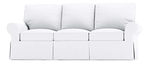 The Heavy Cotton Sofa Cover is 3 Seat Sofa Slipcover Replacement. It Fits Pottery Barn PB Basic Three Seat Sofa (Bright White Basic)