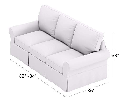 The Heavy Cotton Sofa Cover is 3 Seat Sofa Slipcover Replacement. It Fits Pottery Barn PB Basic Three Seat Sofa (Bright White Basic)