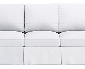 The Heavy Cotton Sofa Cover is 3 Seat Sofa Slipcover Replacement. It Fits Pottery Barn PB Basic Three Seat Sofa (Bright White Basic)