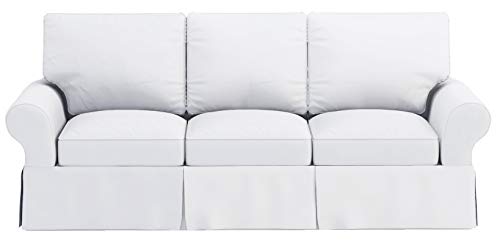 The Heavy Cotton Sofa Cover is 3 Seat Sofa Slipcover Replacement. It Fits Pottery Barn PB Basic Three Seat Sofa (Bright White Basic)