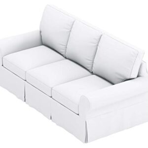 The Heavy Cotton Sofa Cover is 3 Seat Sofa Slipcover Replacement. It Fits Pottery Barn PB Basic Three Seat Sofa (Bright White Basic)