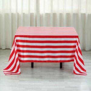 tableclothsfactory 60″x102″ red & white stripe satin rectangle tablecloth seamless tablecloth for wedding party event