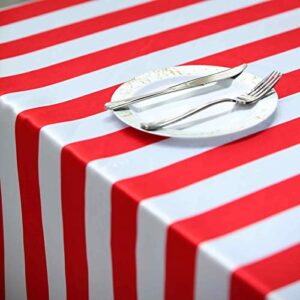 TABLECLOTHSFACTORY 60"x102" Red & White Stripe Satin Rectangle Tablecloth Seamless Tablecloth for Wedding Party Event