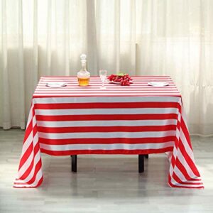 TABLECLOTHSFACTORY 60"x102" Red & White Stripe Satin Rectangle Tablecloth Seamless Tablecloth for Wedding Party Event