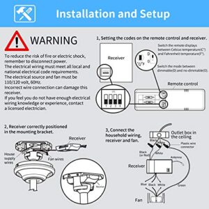 Universal Ceiling Fan Remote Control Kit Replacement for Hampton Bay Home Decorators Collection Hunter Harbor Breeze, 3-Speed Timer Light Dimmer Thermostatic Control, 2AAZPHD3/HD3 KUJCE10320/TR222A