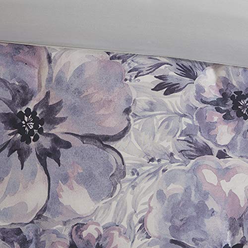 Madison Park Enza 100% Cotton Duvet Beautiful Floral Design All Season, Breathable Comforter Cover Bedding Set, Matching Shams, Full/Queen(90"x90"), Purple 3 Piece