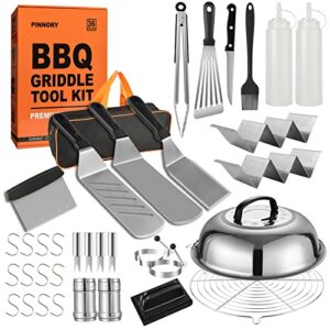 griddle accessories kit for blackstone, exclusive taco holders, melting dome& wire rack, 36pcs bbq flat top grill accessories tools for camp chef smoker kitchen, gifts for men women