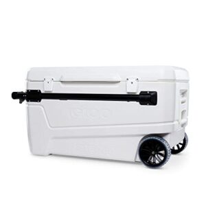 igloo 110 qt glide pro portable large ice chest wheeled cooler, white