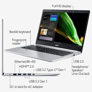 2022 Premium Acer Aspire 5 Slim Laptop, 15.6" FHD IPS, Quad-Core AMD Ryzen 3 3350U Processor(Upto 3.5GHz), 8GB DDR4 RAM, 128GB SSD,WiFi 6,Backlit KB, Fingerprint Reader,Windows 11 S+HubxcelAccessories