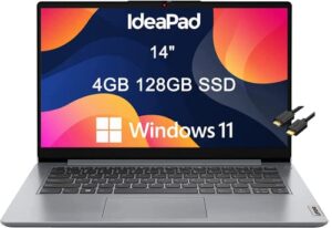 lenovo ideapad 1 1i 14″ hd home & business laptop (intel dual-core celeron n4020, 4gb ddr4 ram, 128gb ssd) uhd graphics, anti-glare, wi-fi 6, webcam, type-c, ist hdmi, win 11 home in s – 2023 model