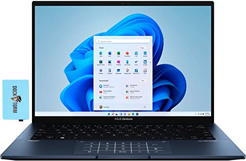 ASUS ZenBook 14 Home & Business Laptop (Intel i5-1240P 12-Core, 8GB LPDDR5 4800MHz RAM, 256GB SSD, Intel Iris Xe, 14.0" 90Hz 2880 x 1800, WiFi, Bluetooth, Backlit KB, Webcam, Win 11 Home) with Hub