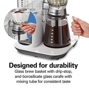 Hamilton Beach Craft Programmable Automatic Coffee Maker Brewer or Manual Pour Over Dripper with 5 Strengths and Integrated Scale, 8 Cups, Includes Cone Filter Set, White (46700)