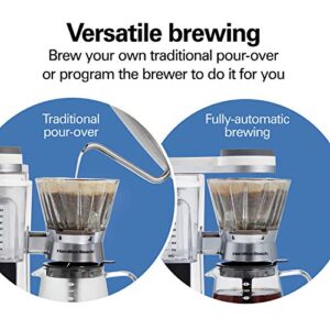 Hamilton Beach Craft Programmable Automatic Coffee Maker Brewer or Manual Pour Over Dripper with 5 Strengths and Integrated Scale, 8 Cups, Includes Cone Filter Set, White (46700)