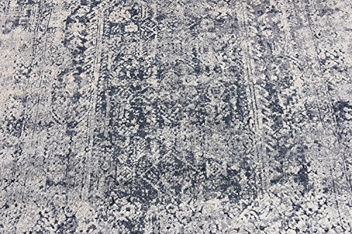 Unique Loom Chateau Collection Traditional, Vintage, Textured, Medallion, Distressed, Victorian Area Rug, 5 ft x 8 ft, Navy Blue/Beige