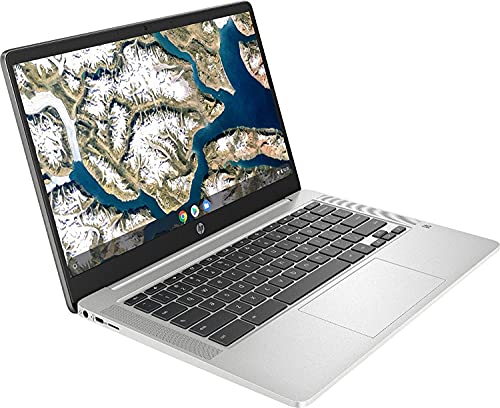 2021 HP Chromebook 14 Inch Full HD Display Laptop, Intel Celeron N4000 up to 2.6 GHz, 4GB RAM, 32GB eMMC, WiFi, Webcam, USB Type C, Chrome OS + TiTac Accessory (Zoom or Google Classroom Compatible)