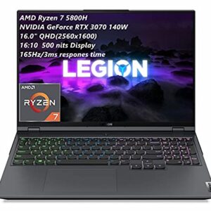 Lenovo Legion 5 Pro Gen 6 AMD Gaming Laptop, 16.0" QHD IPS 165Hz, Ryzen 7 5800H, GeForce RTX 3070 8GB, TGP 140W, Win 10 Home (32GB RAM | 2TB PCIE SSD)