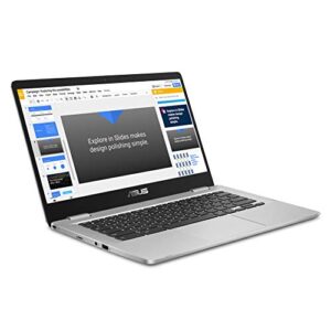 asus 2019 chromebook 14 fhd 1080p display with intel dual core celeron processor n3350, 4gb ram, 32gb emmc ssd storage, webcam, 802.11ac wifi, bluetooth, usb3.1 type-c, google chrome os-silver