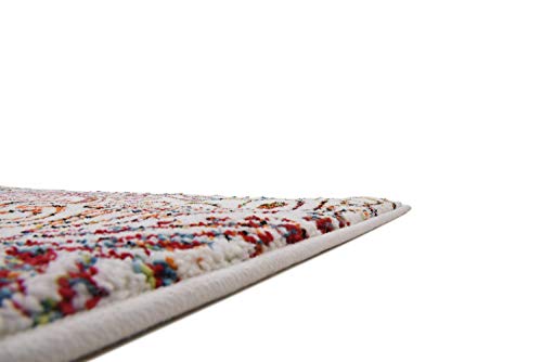 Unique Loom Lyon Collection Colorful Abstract Floral Rainbow Gradient Area Rug, 4 x 6 Feet, Ivory/Pink