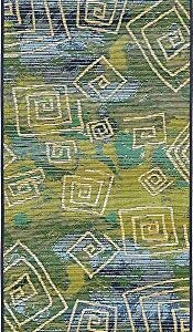 Unique Loom Modern Collection Abstract, Geometric, Spirals, Vintage, Indoor and Outdoor Area Rug, 2' 0" x 6' 0", Navy Blue/Green