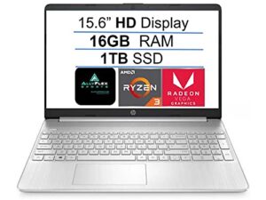 2021 newest hp 15 15.6″ hd display laptop computer, amd ryzen 3 3250u(up to 3.5ghz, beat i3-8130u), 16gb ddr4 ram, 1tb ssd, wifi, bluetooth, hdmi, webcam, remote work, win 10 s, allyflex mp