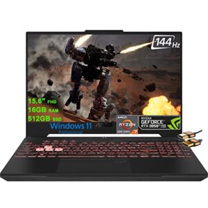 asus tuf gaming a15 laptop 15.6″ fhd 144hz (adaptive-sync) amd ryzen 6000 series 8-core ryzen 7 6800h (beat i7-11370h) 16gb ram 512gb ssd geforce rtx3050ti 4gb rgb backlit hi-res win11pro + hdmi cable